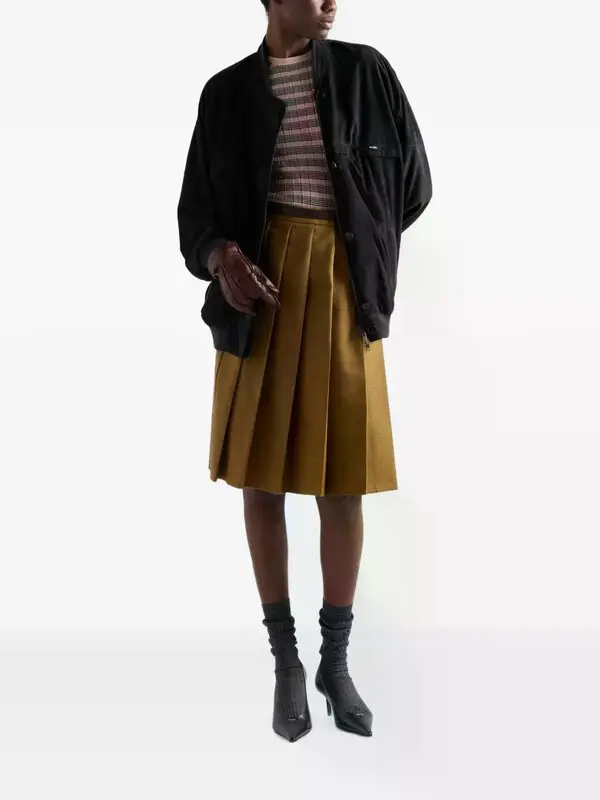 Prada Short-sleeved Striped Cashmere And Silk Sweater - Pink