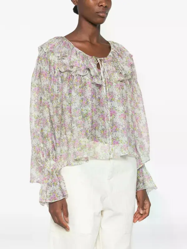 Raquel Diniz Floral-print Ruffled Blouse