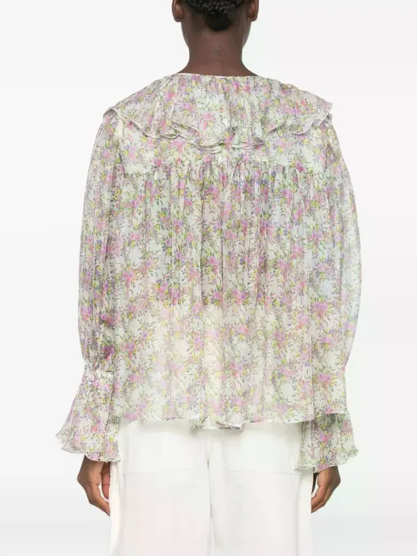 Raquel Diniz Floral-print Ruffled Blouse