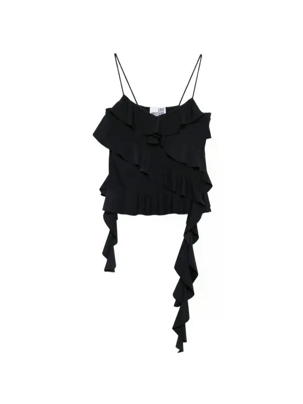 Moschino Ruffled Spaghetti-strap Top - Black
