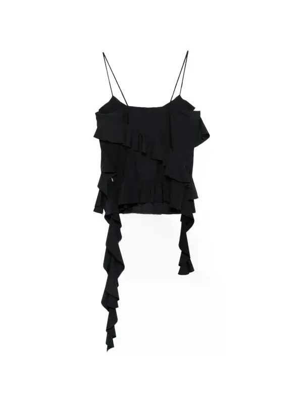 Moschino Ruffled Spaghetti-strap Top - Black