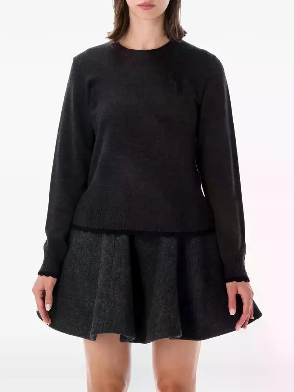 GANNI Logo-patch Crew-neck Sweater