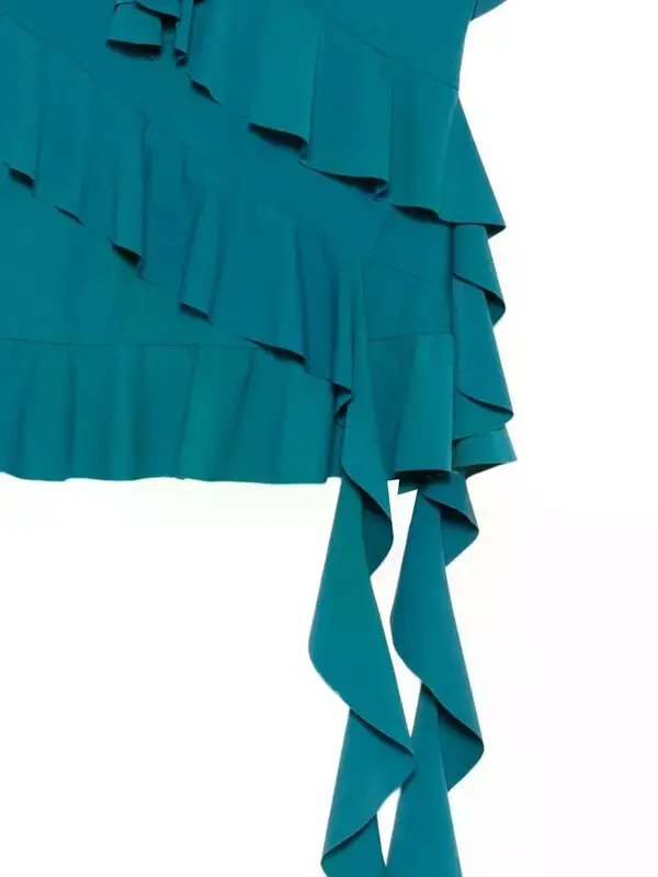Moschino Ruffled Spaghetti Strap V-neck Top - Blue