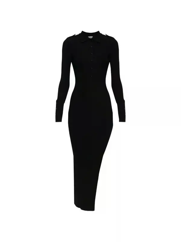 COURREGES Ribbed-knit Button-up Dress