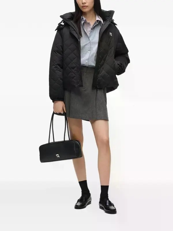 Karl Lagerfeld Ikon Quilted Puffer Jacket With Drawstring Hood
