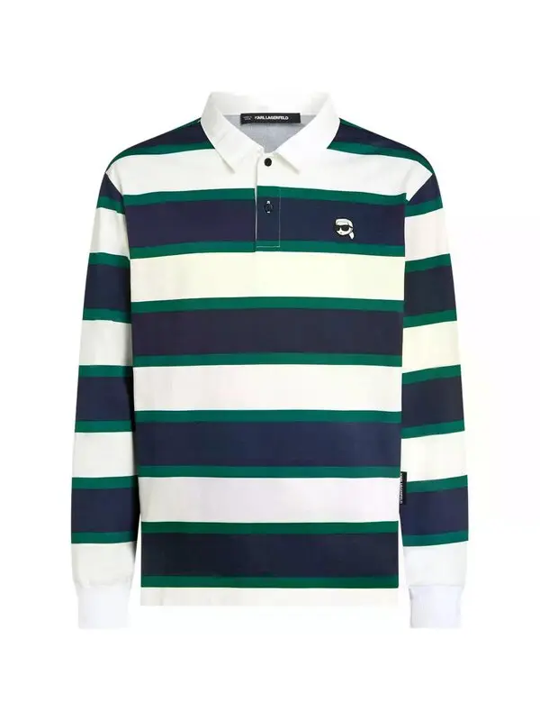 Karl Lagerfeld Ikon Striped Rugby Polo Shirt - White