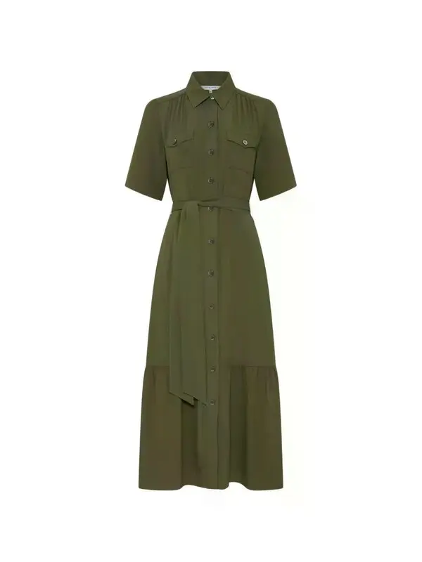 Gerard Darel Belted Shirt Midi Dress - Green