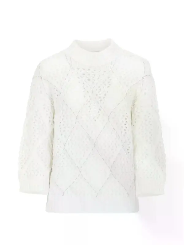Peserico Perforated Knit Bead-embellished Sweater - White