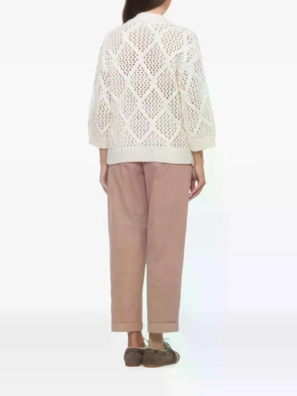 Peserico Perforated Knit Bead-embellished Sweater