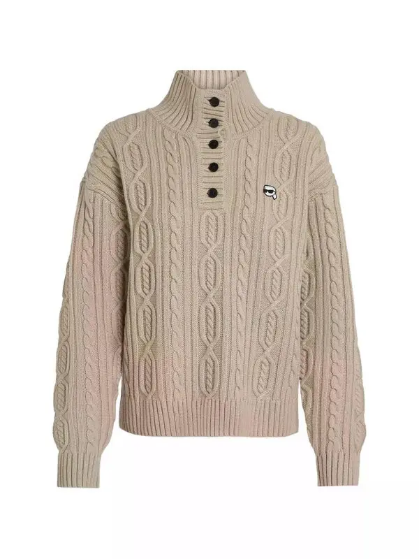 Karl Lagerfeld Ikon Cable-knit Polo Sweater