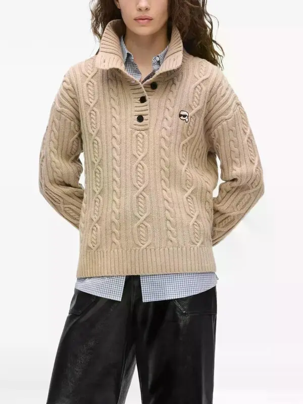 Karl Lagerfeld Ikon Cable-knit Polo Sweater