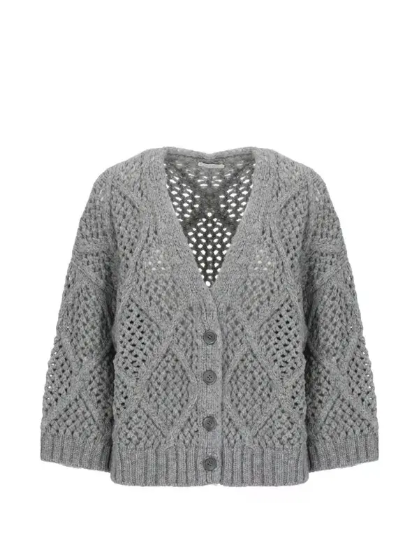Peserico Perforated-knit Bead-embellished Sweater