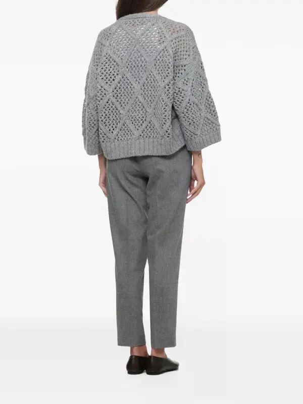 Peserico Perforated-knit Bead-embellished Sweater
