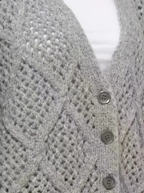Peserico Perforated-knit Bead-embellished Sweater