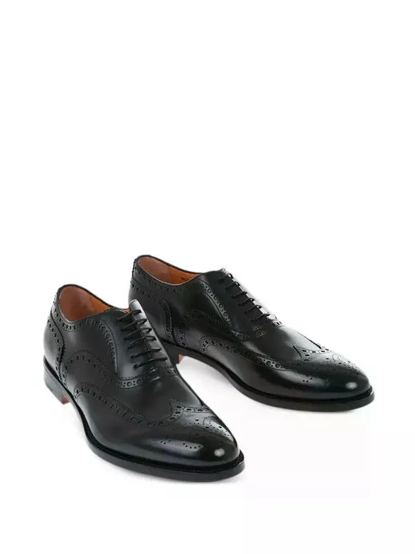 Santoni Brogue-detail Leather Derby Shoes