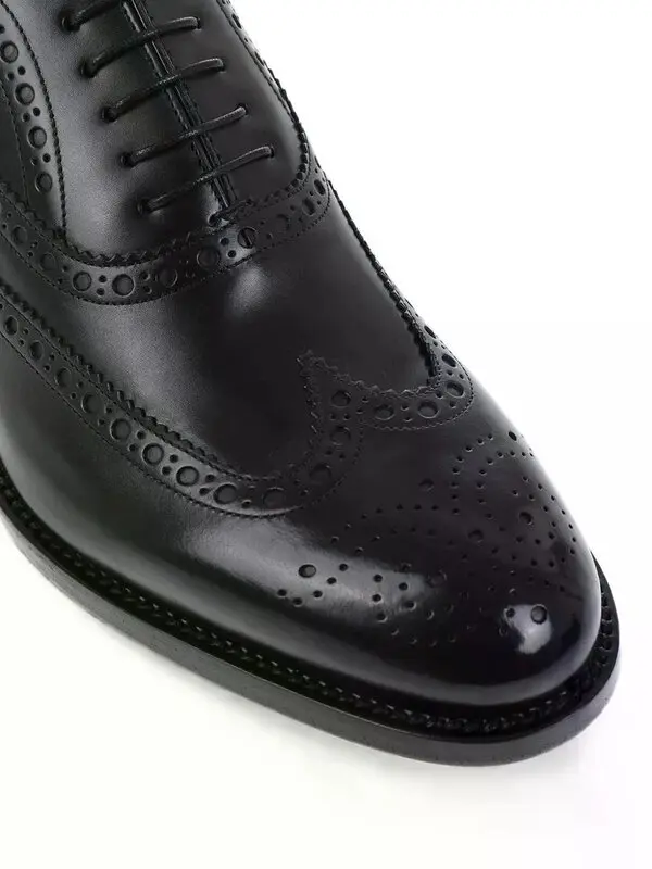 Santoni Brogue-detail Leather Derby Shoes