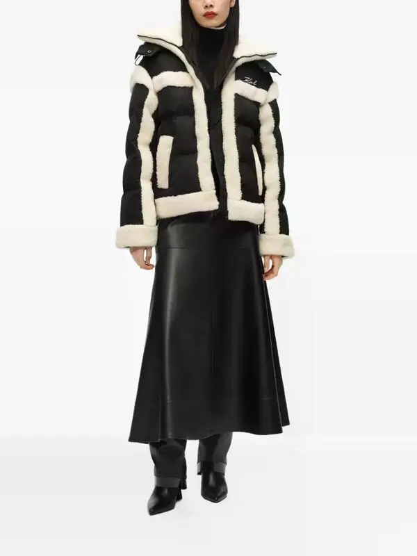 Karl Lagerfeld Faux-shearling Trim Puffer Jacket - Black