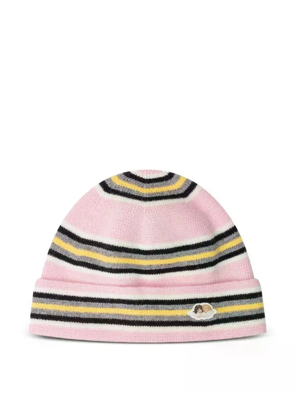 Fiorucci Striped Beanie Hat - Pink