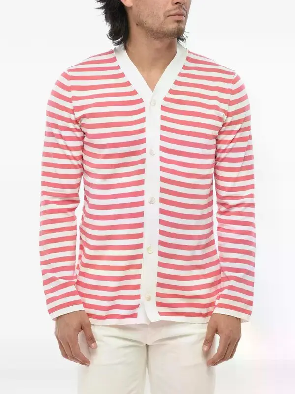 Comme Des Garçons Striped V-neck Cardigan - Pink