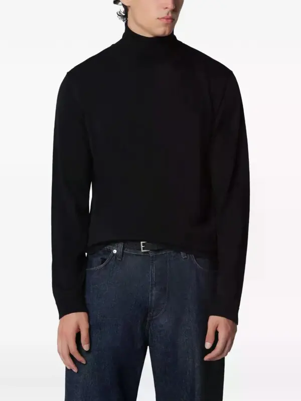 ROBERTO COLLINA Roll Neck Knitted Sweater - Black