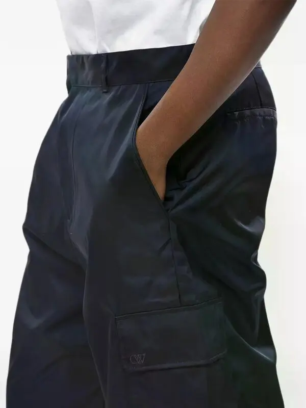Off-White Embroidered Drawstring-hem Cargo Trousers