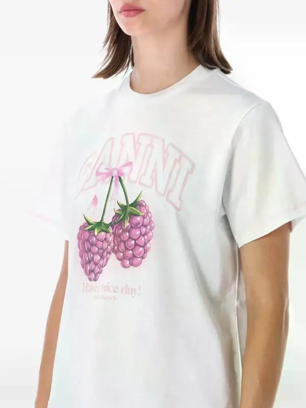 GANNI Baby-fit T-shirt With Raspberry Graphic