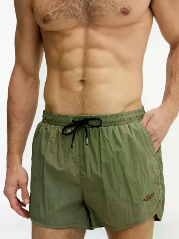 AERONAUTICA MILITARE Logo-embroidered Drawstring Swim Shorts - Green