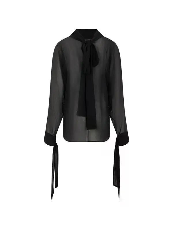 P.a.r.o.s.h Sheer Tie-cuff Blouse - Black