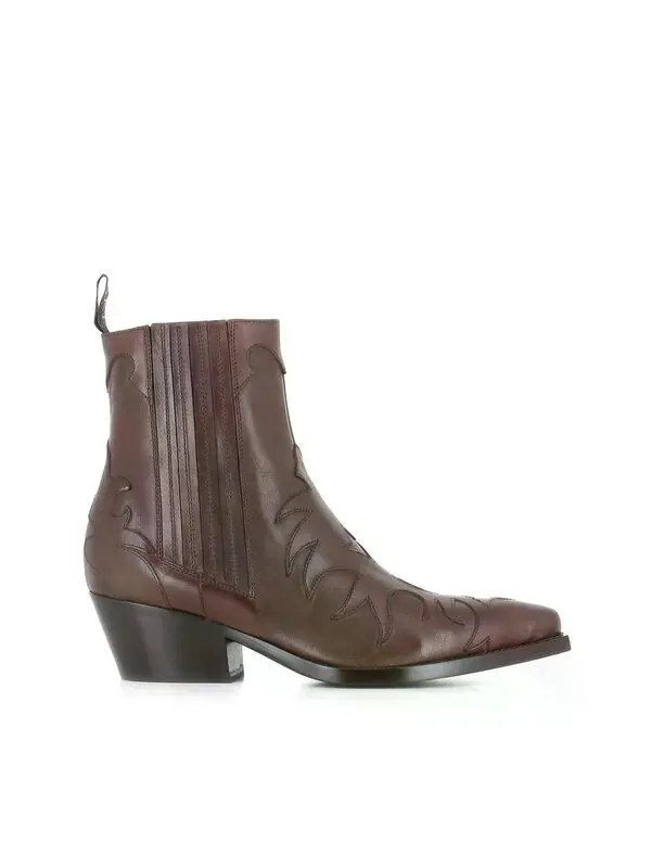 Sartore Embroidered Leather Ankle Boots