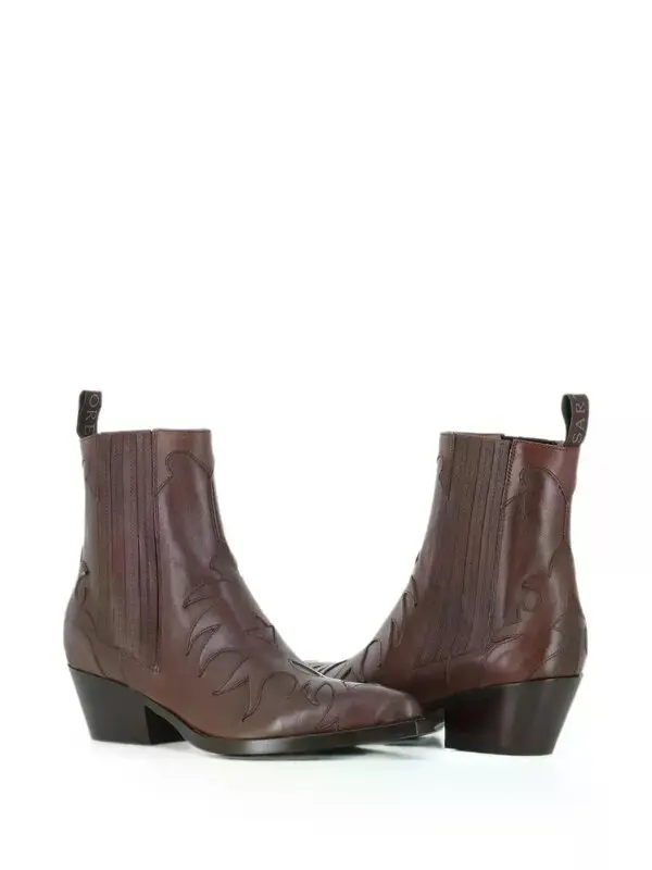 Sartore Embroidered Leather Ankle Boots