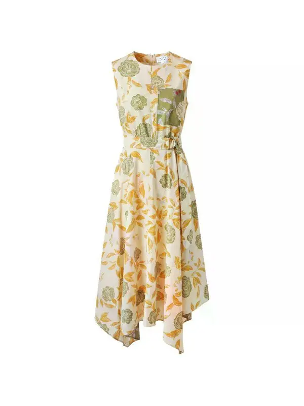 Tanya Taylor Myra Floral-print Asymmetric Dress - Neutrals