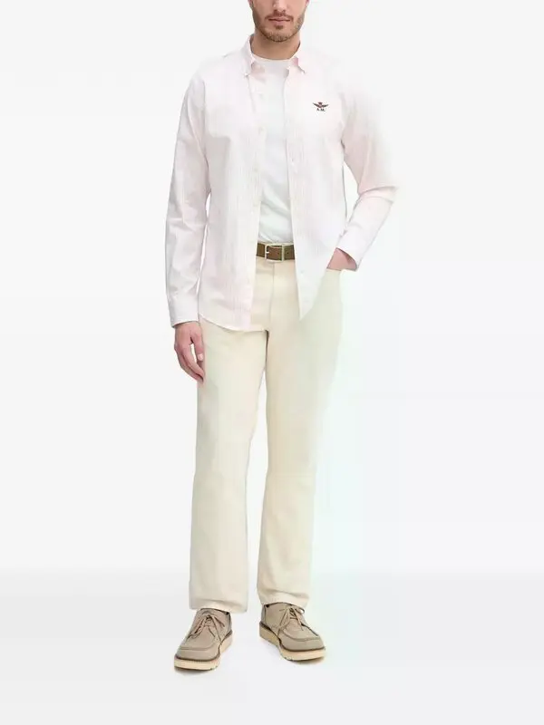 AERONAUTICA MILITARE Vertical-stripe Logo-embroidered Shirt