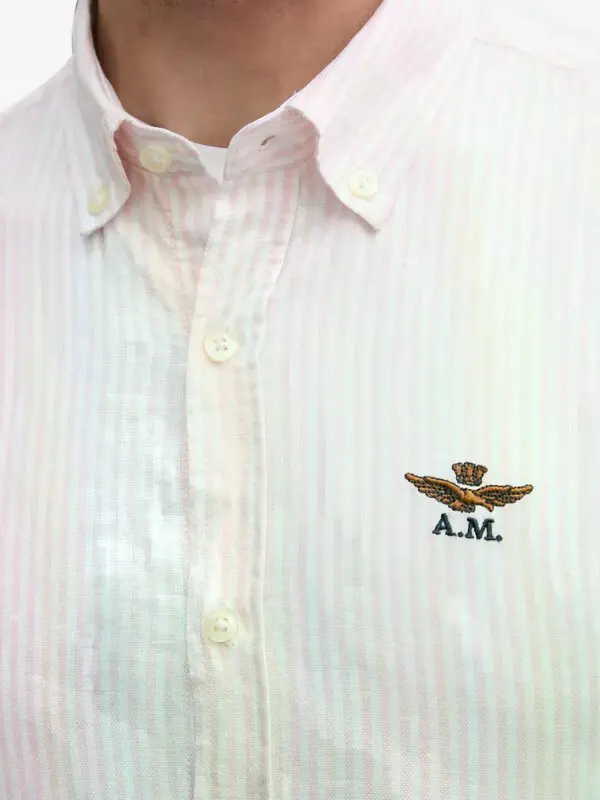 AERONAUTICA MILITARE Vertical-stripe Logo-embroidered Shirt