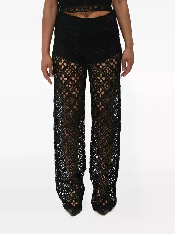 Off-White Crochet-knit Palazzo Trousers