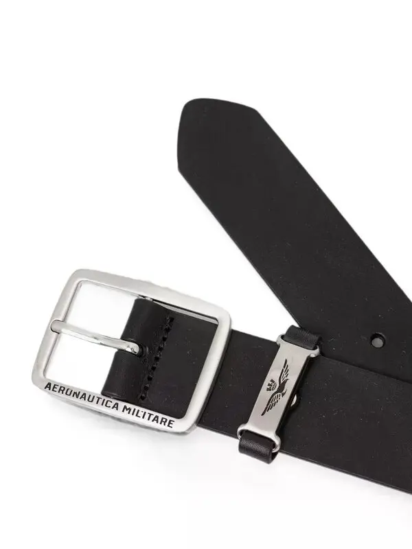 AERONAUTICA MILITARE Logo-engraved Leather Belt - Black