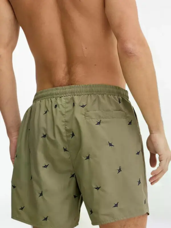 AERONAUTICA MILITARE Embroidered Drawstring Swim Shorts - Green