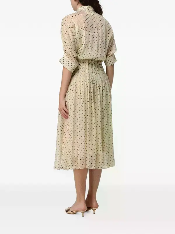 CRIDA MILANO Wimbledon Polka-dot Silk Midi Dress