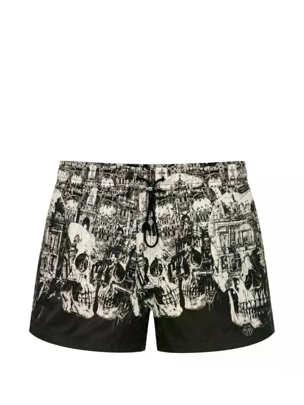 Philipp Plein Skull Hotel Graphic Swim Shorts - Black