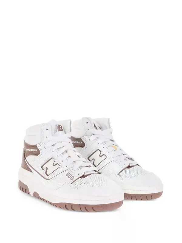 NEW BALANCE Calf Leather High-top Sneakers - White