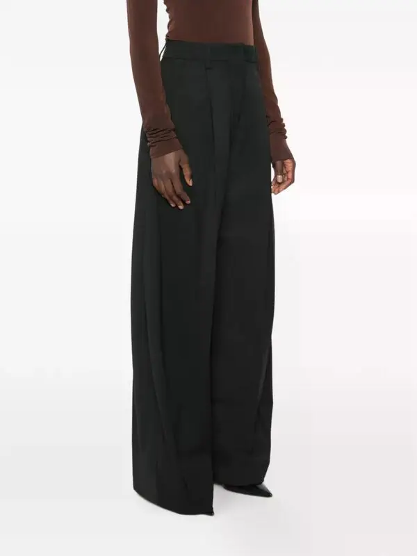 THELATEST E-billie Pleated Tailored Wide Leg Trousers - Black
