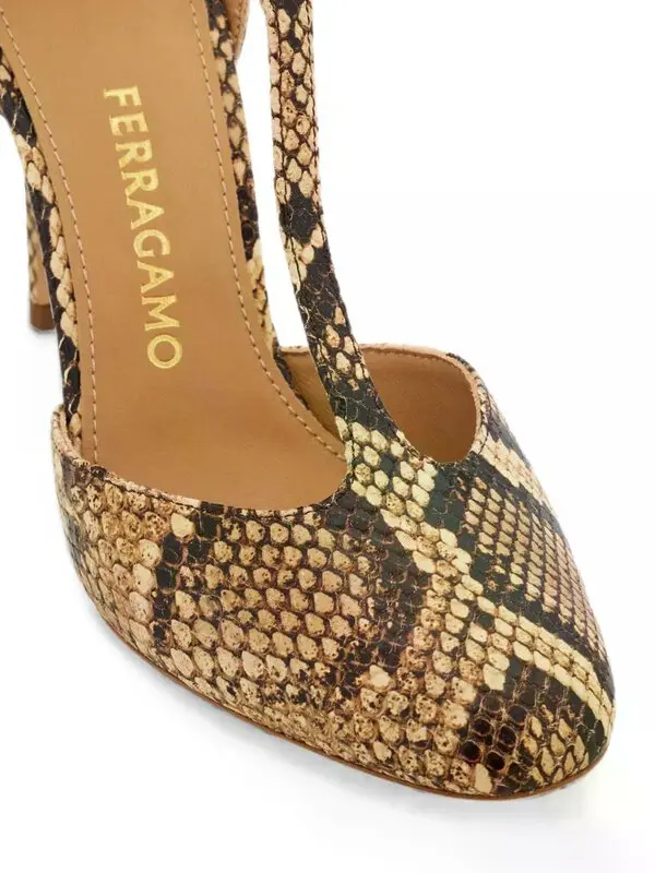 FERRAGAMO Snake-effect T-bar Pumps