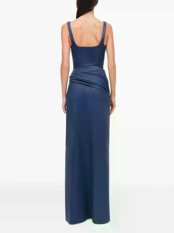 Simkhai Lyle Draped Leather Long Dress