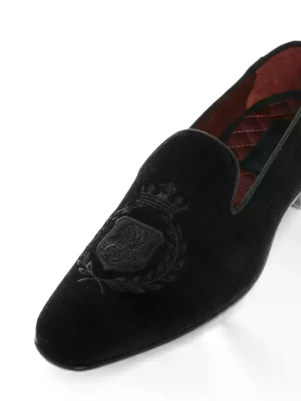Corneliani Embroidered Velvet Loafers