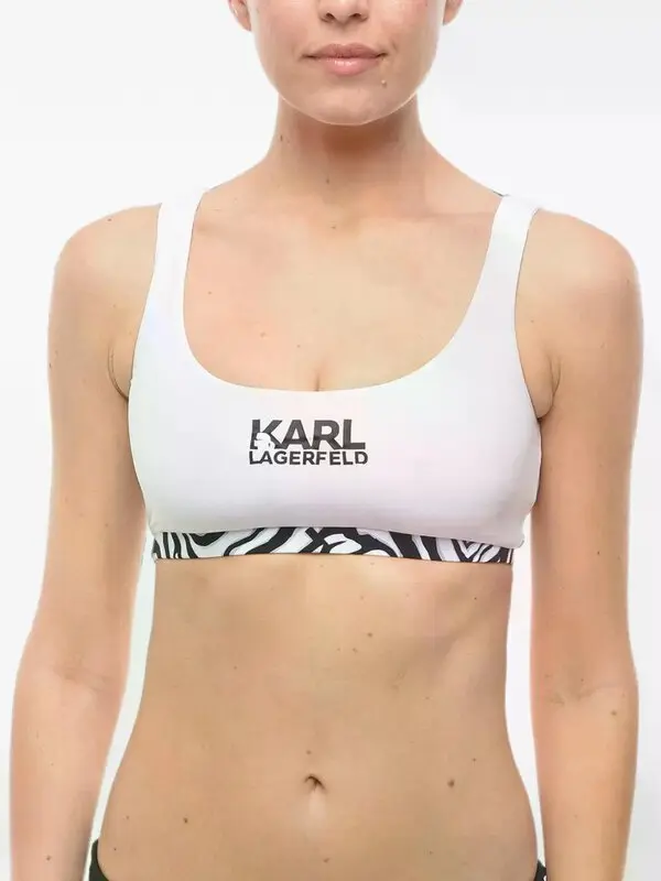 Karl Lagerfeld Logo-print Bikini Top - White