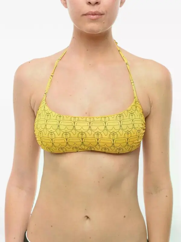 Karl Lagerfeld Iconic-print Halterneck Bikini Top