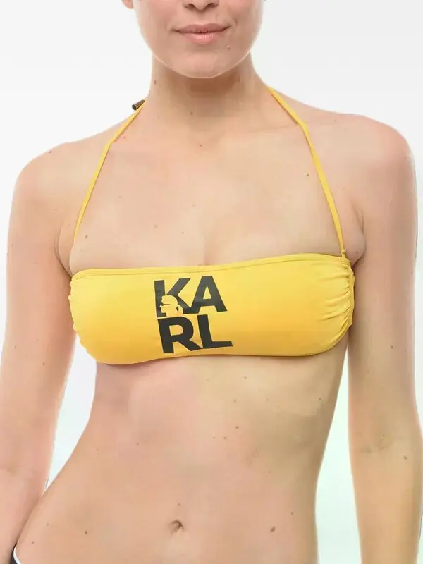 Karl Lagerfeld Logo-print Bikini Top - Yellow