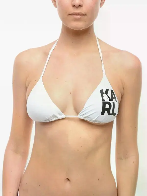 Karl Lagerfeld Logo-print Triangle Bikini Top - White