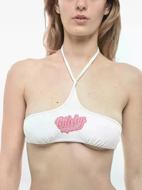 Dsquared2 Rhinestone-embellished Halterneck Bikini Top - White