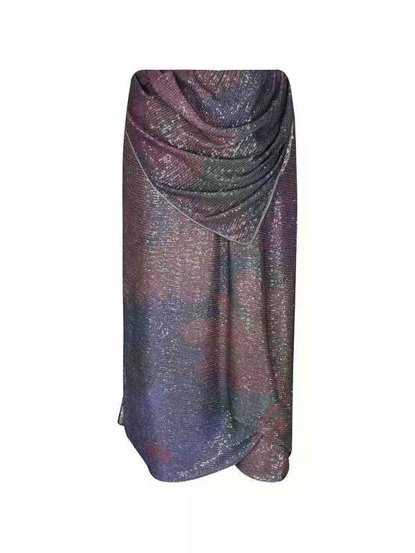 MAISON MARGIELA Printed Paillettes Draped Maxi Skirt - Purple