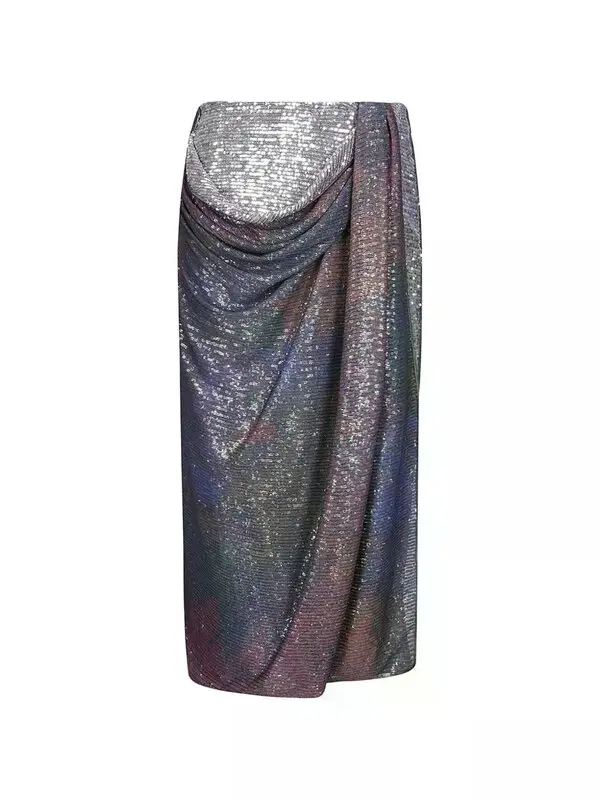 MAISON MARGIELA Printed Sequined Draped Maxi Skirt - Purple